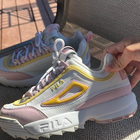 Fila | Shoes | Fila Disruptors Baby Pink And Pastel Yellow | Poshmark